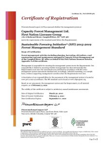 SFI Certification – Capacity Forest Management Ltd.